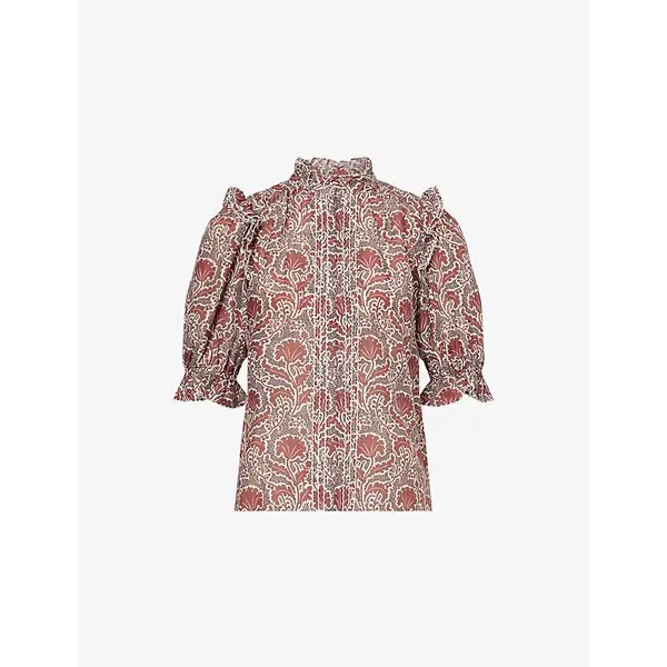 ME+EM Printed Silk And Cotton Blouse