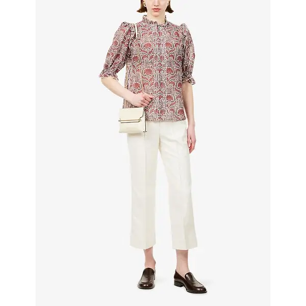 ME+EM Printed Silk And Cotton Blouse