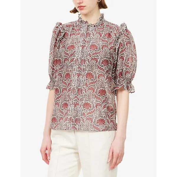 ME+EM Printed Silk And Cotton Blouse