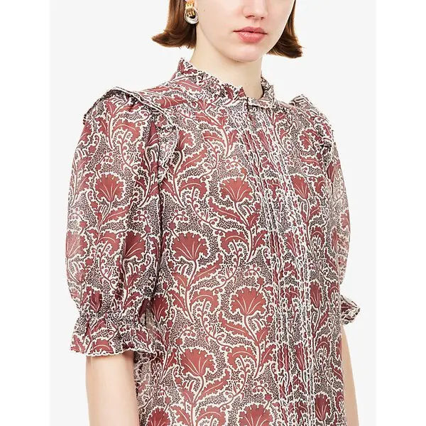 ME+EM Printed Silk And Cotton Blouse