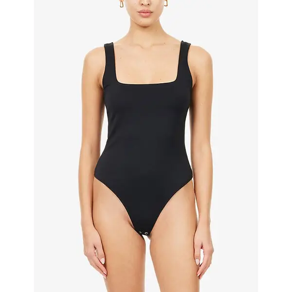 Good American Square Neck Stretch Bodysuit - Black001