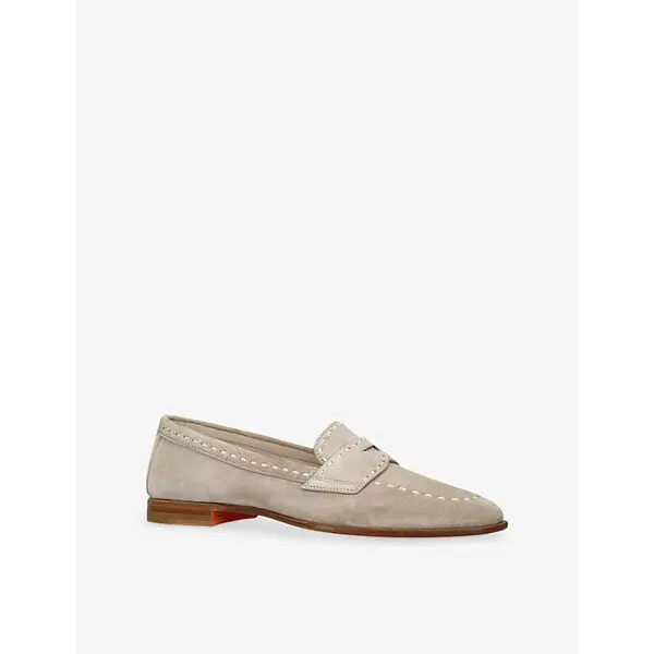 Santoni Marlene Suede Loafers - Beige