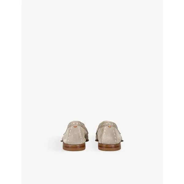 Santoni Marlene Suede Loafers - Beige