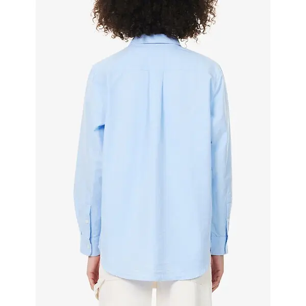 MOTHER Logo-embroidered Cotton Shirt - Light Blue
