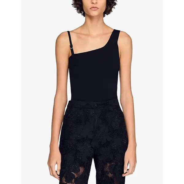 Sandro Asymmetric Slim-fit Stretch-knit Jumper