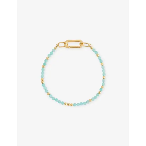 RACHEL JACKSON 18ct Yellow -plated Sterling Silver And Amazonite Beaded Bracelet - Gold