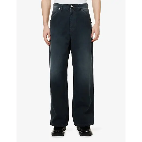Marni Straight-leg Embroidered-logo Denim Jeans - Black