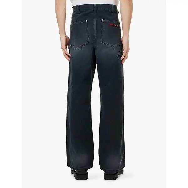 Marni Straight-leg Embroidered-logo Denim Jeans - Black