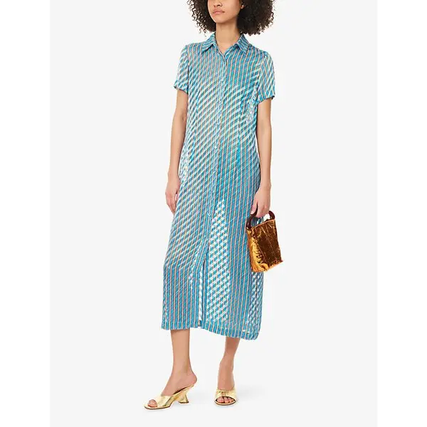 Dries Van Noten Devoré Short-sleeve Shirt Dress
