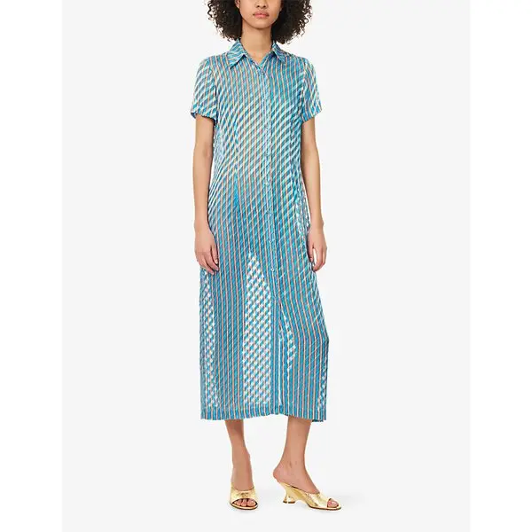 Dries Van Noten Devoré Short-sleeve Shirt Dress