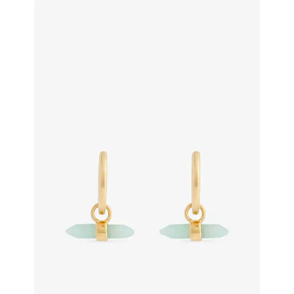 RACHEL JACKSON 18ct Yellow -plated Sterling Silver Amazonite Huggie Hoop Earrings - Gold