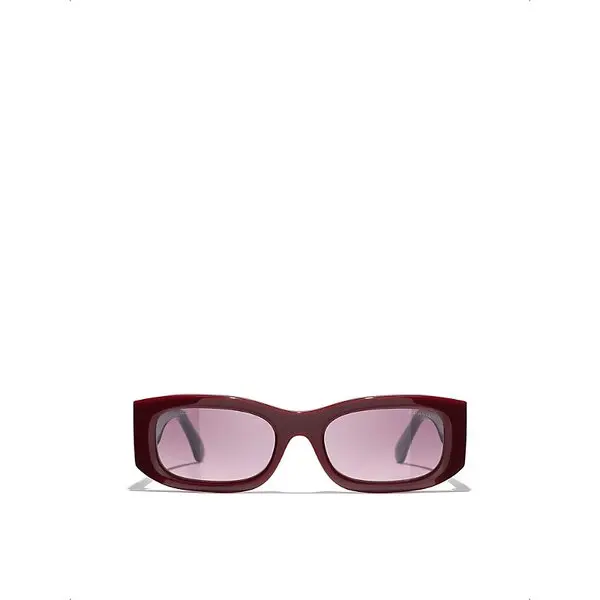 Chanel Ch5525 Rectangle-frame Sunglasses - Red
