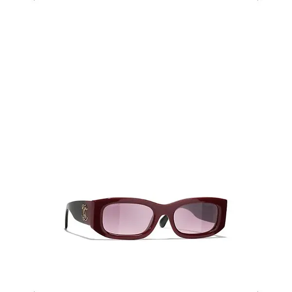 Chanel Ch5525 Rectangle-frame Sunglasses - Red