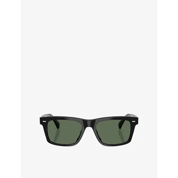 Oliver Spencer Rectangle-frame Acetate Sunglasses - Black