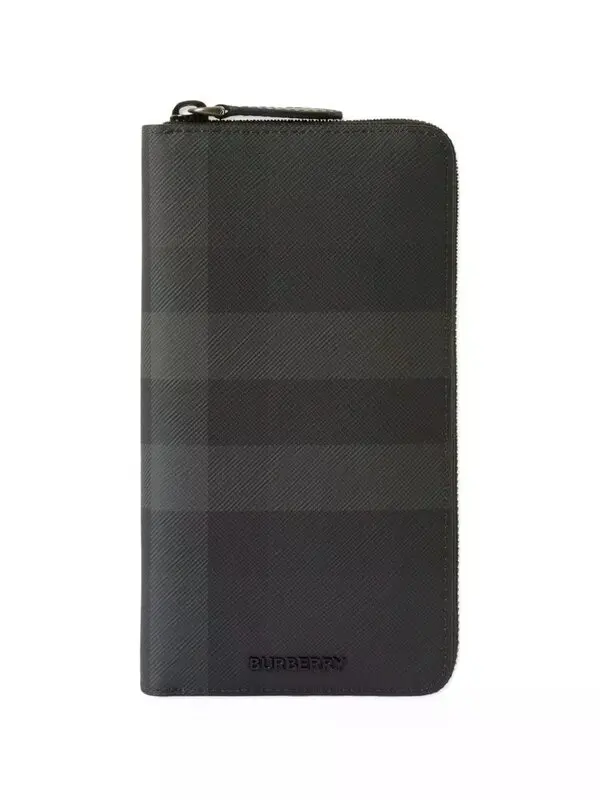 Burberry Check Zip Wallet - Grey