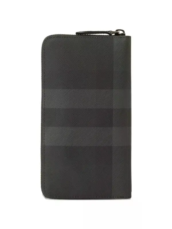 Burberry Check Zip Wallet - Grey
