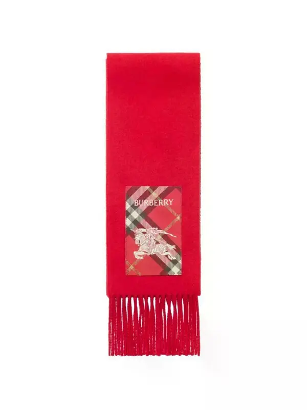 Burberry Check Label Cashmere Scarf - Red