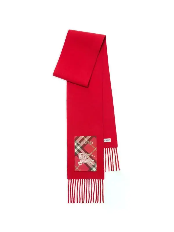 Burberry Check Label Cashmere Scarf - Red