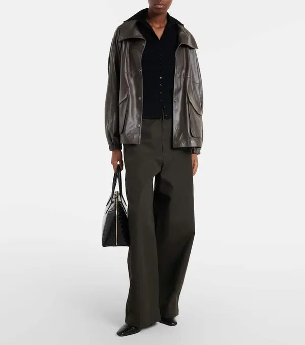 Nour Hammour Anorak Leather Jacket - Brown