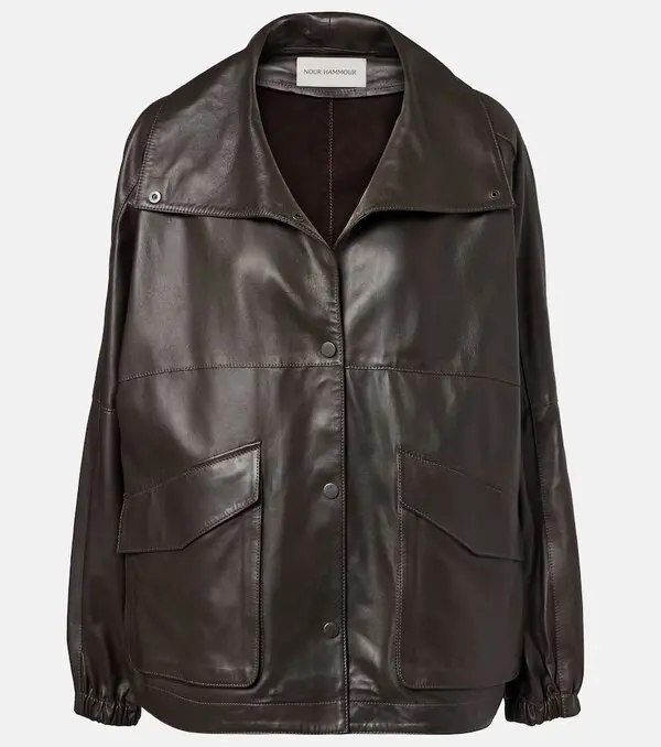 Nour Hammour Anorak Leather Jacket - Brown