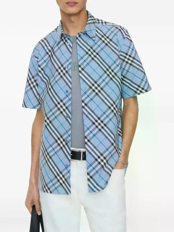 Burberry Classic-fit Check Cotton Shirt - Blue