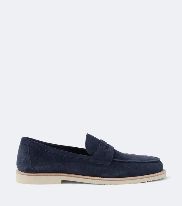 Brunello Cucinelli Suede Penny Loafers - Blue