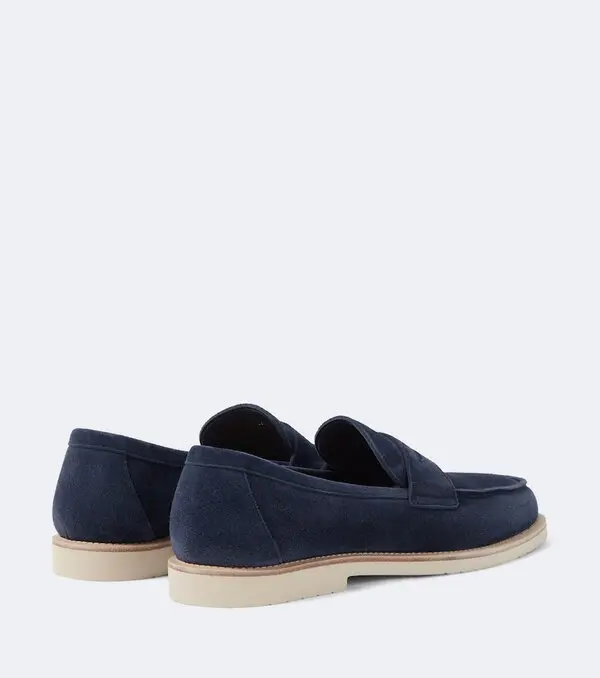 Brunello Cucinelli Suede Penny Loafers - Blue
