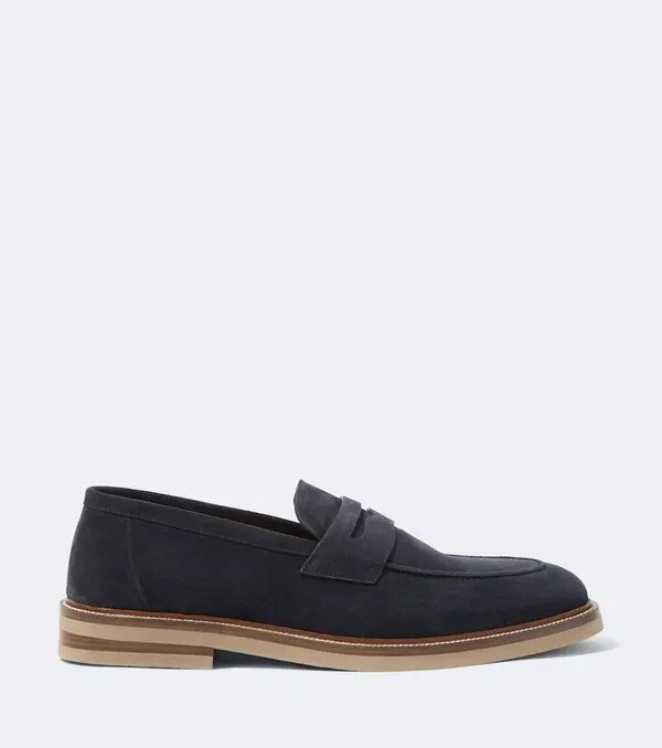 Brunello Cucinelli Suede Penny Loafers - Blue