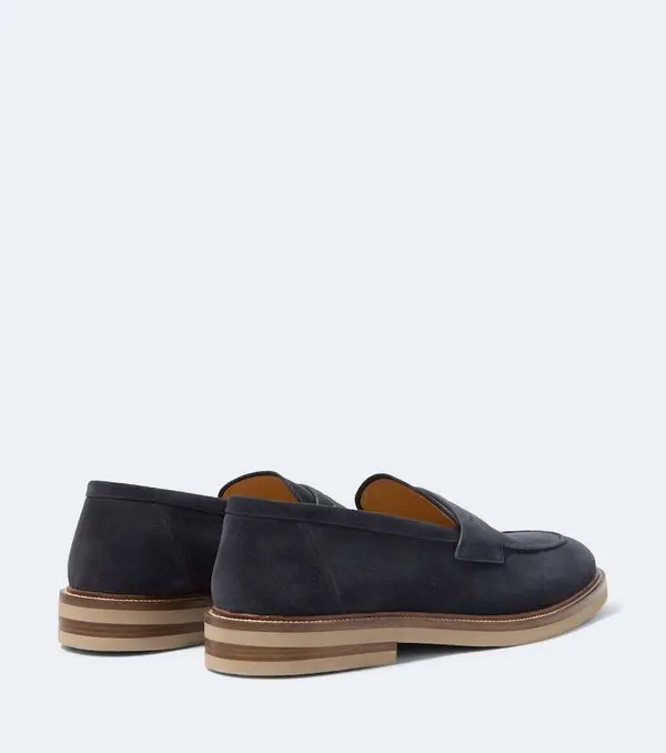Brunello Cucinelli Suede Penny Loafers - Blue