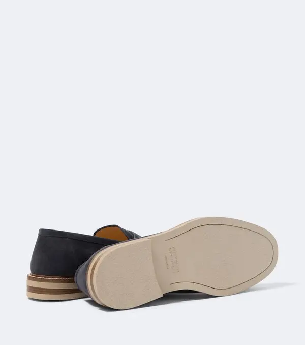 Brunello Cucinelli Suede Penny Loafers - Blue