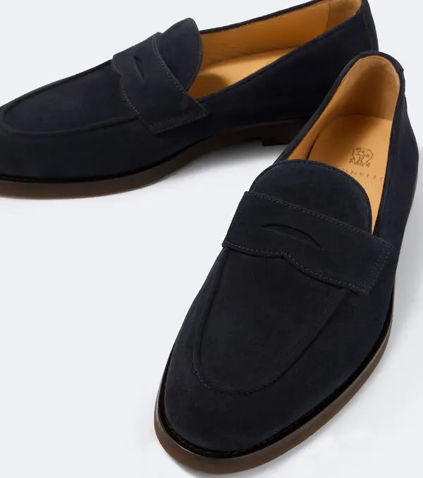 Brunello Cucinelli Suede Penny Loafers - Blue