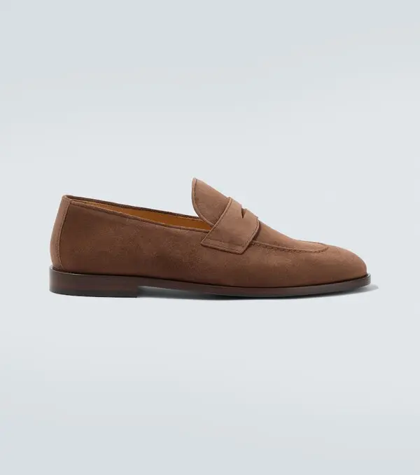 Brunello Cucinelli Suede Penny Loafers - Brown
