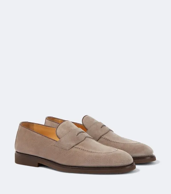 Brunello Cucinelli Suede Penny Loafers - Grey