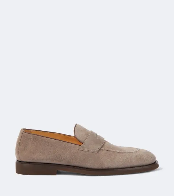 Brunello Cucinelli Suede Penny Loafers - Grey