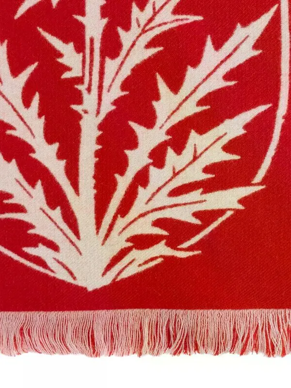 Burberry Thistle Shield Wool Scarf - Red