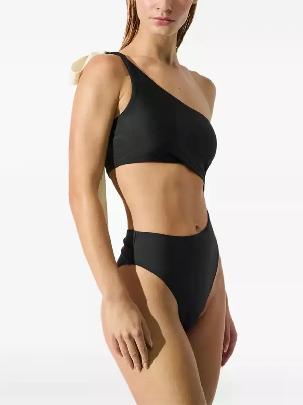 Karl Lagerfeld Bow-detail One-shoulder Swimsuit