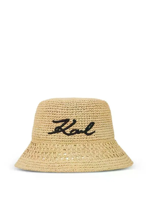 Karl Lagerfeld Signature Crochet Hat - Neutrals