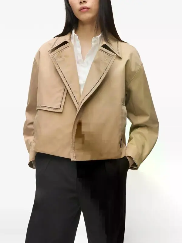 Karl Lagerfeld Cut-out Embroidery Short Trench Coat