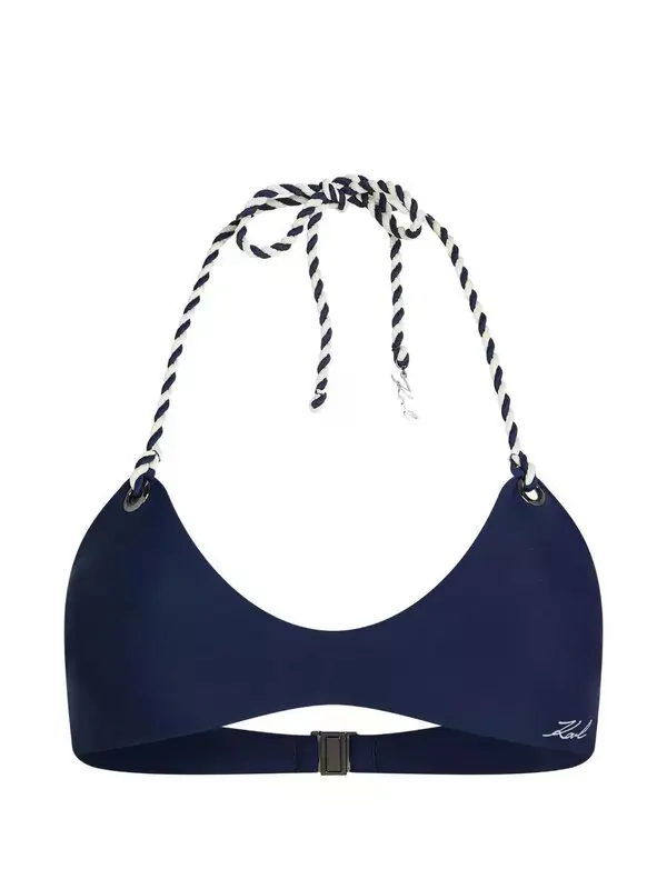 Karl Lagerfeld Signature Nautical Bandeau Bikini Top - Blue