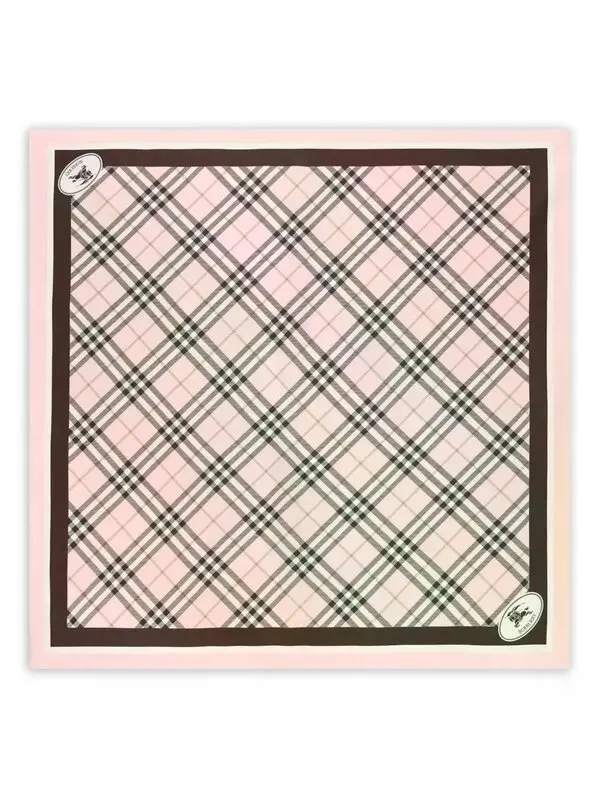 Burberry Check Knight Stamp Silk Scarf - Pink