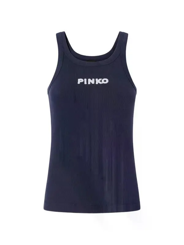 Pinko Ribbed Cotton Vest Top With Embossed Logo