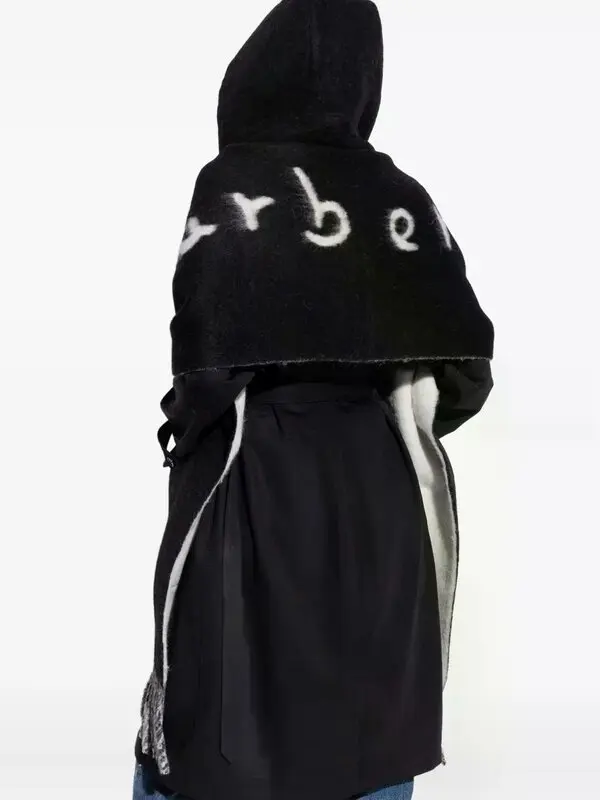 Burberry Logo Alpaca Wool Blend Hooded Scarf