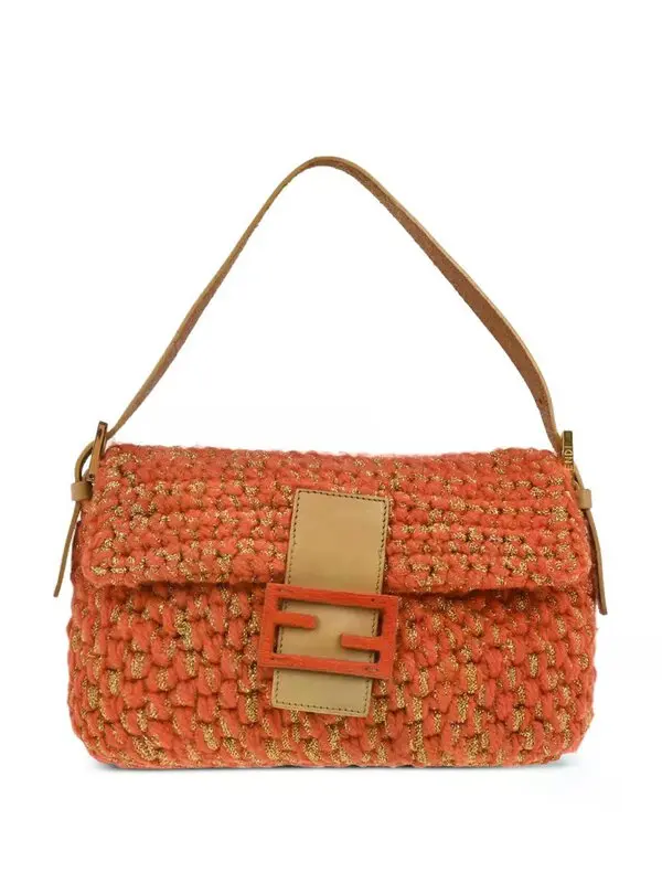 Fendi 1990-2000s Baguette Wool Handbag - Orange