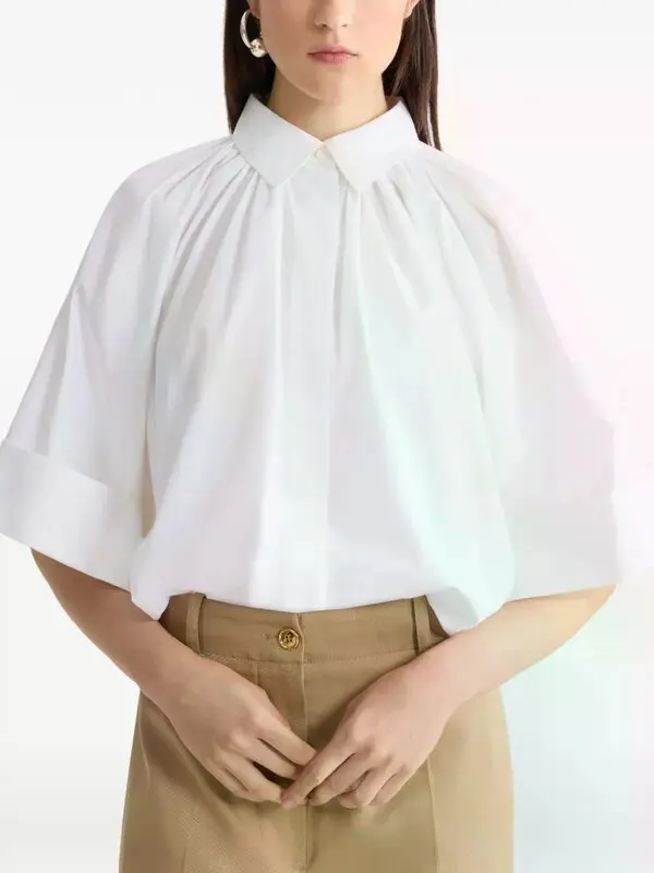 PATOU Cropped Cotton Shirt - White