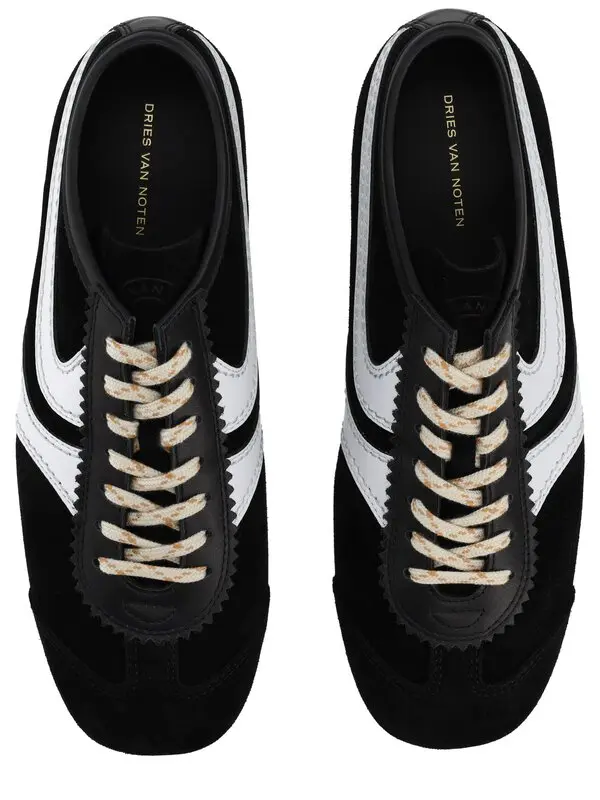 Dries Van Noten Suede Lace Up Sneakers - Black