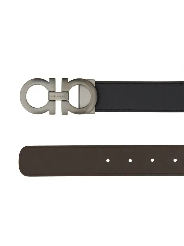 FERRAGAMO Reversible Belt With Hook - Black