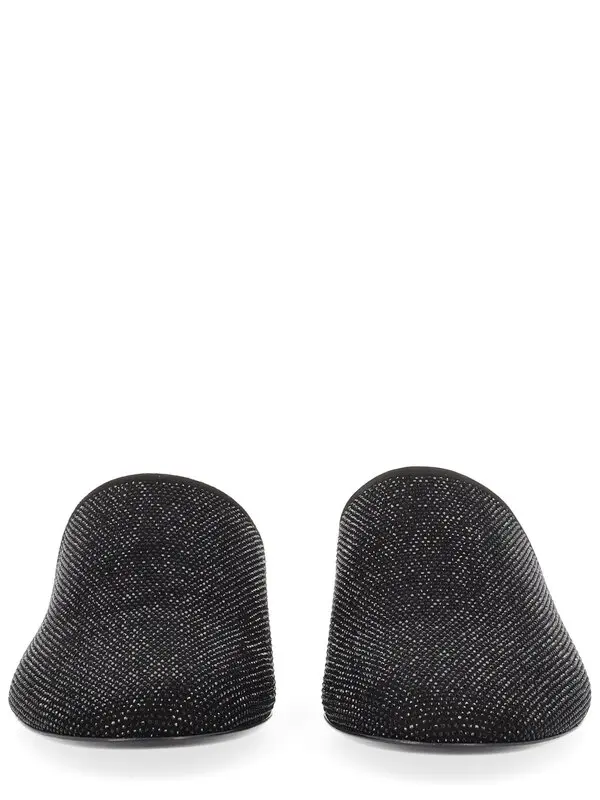Premiata Leather Slipper With Rhinestone Embellishment - Black
