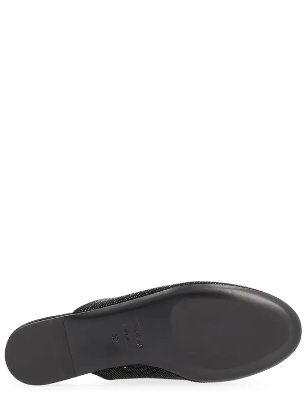 Premiata Leather Slipper With Rhinestone Embellishment - Black