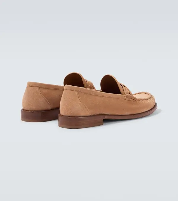 Brunello Cucinelli Suede Penny Loafers - Brown