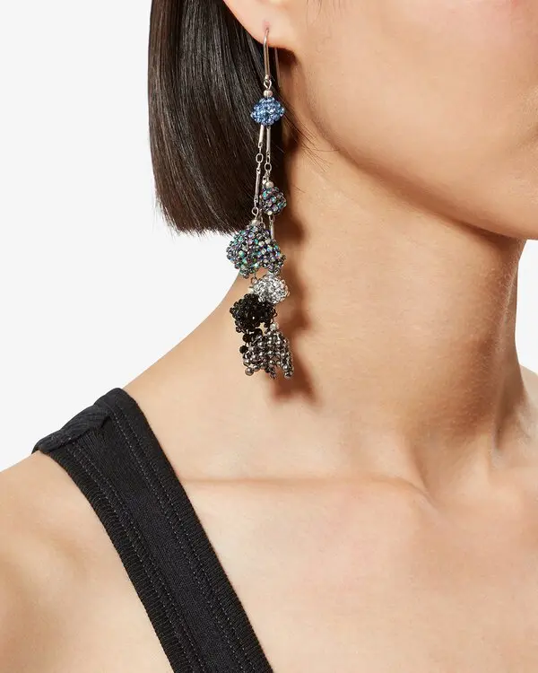 Isabel Marant Catalina Rhinestone Tassel Earrings - Blue/silver